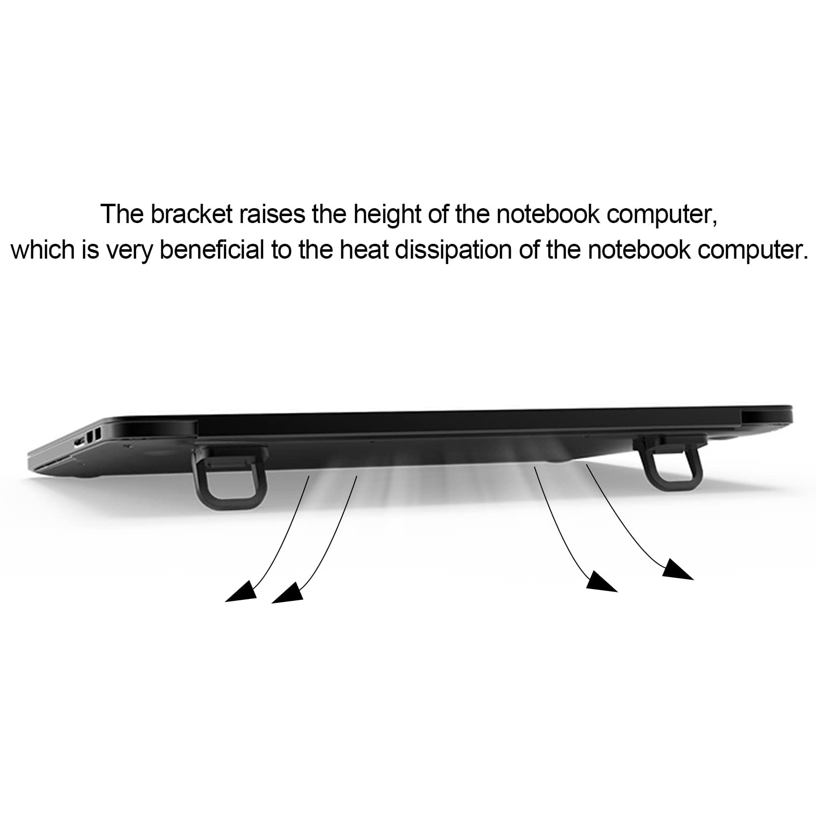 Qiveno 2Pcs Self-Adhesive Keyboard Stand for Desk, Portable Laptop Kickstand, Adjustable Laptop Stand Riser Feet Aluminum Stable for MacBook, 10-18" Laptop, iPad(Black)