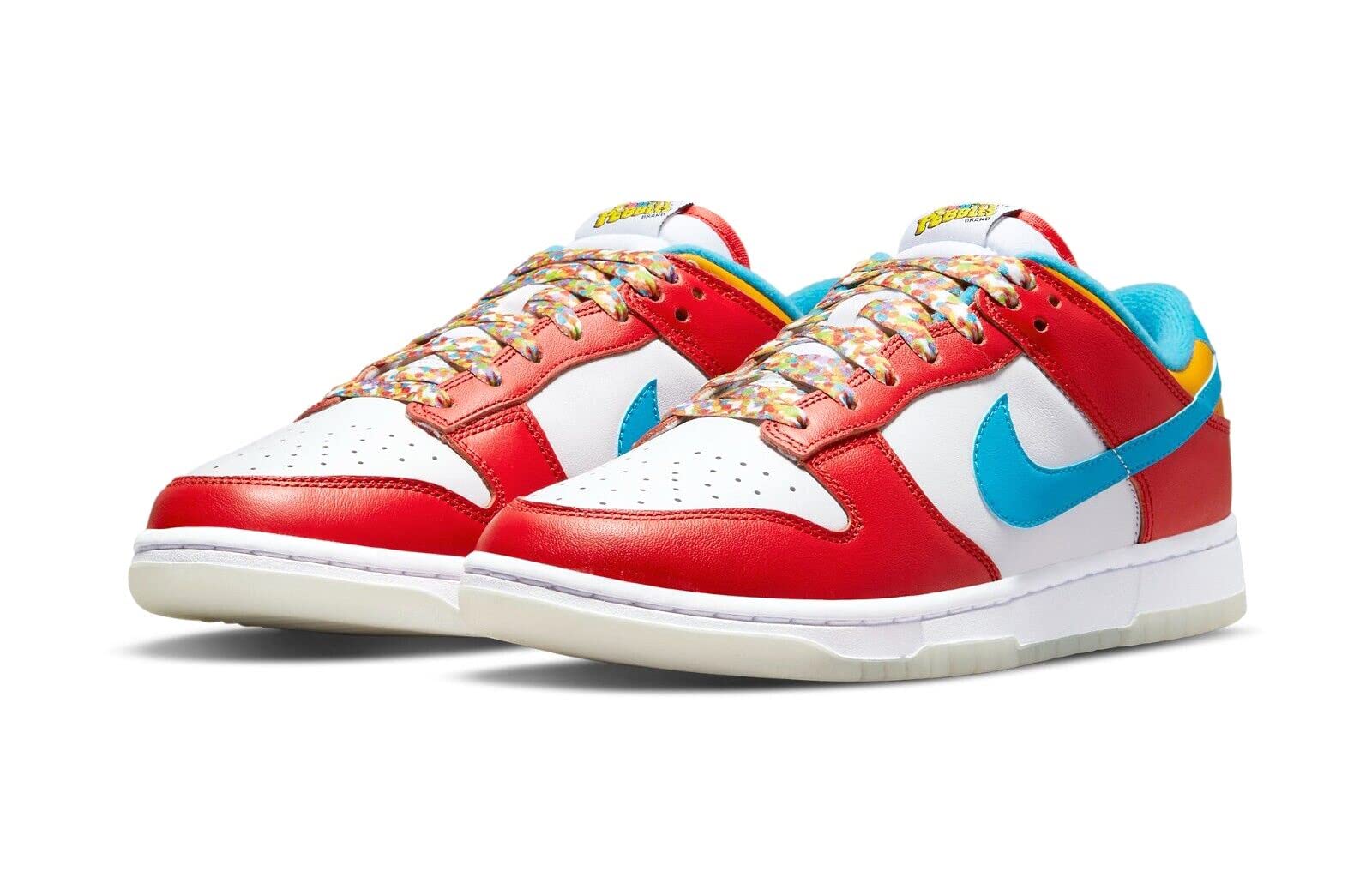 Nike Mens Dunk Low DH8009 600''Lebron James - Fruity Pebbles - Size 11, White/Red/Blue/Yellow