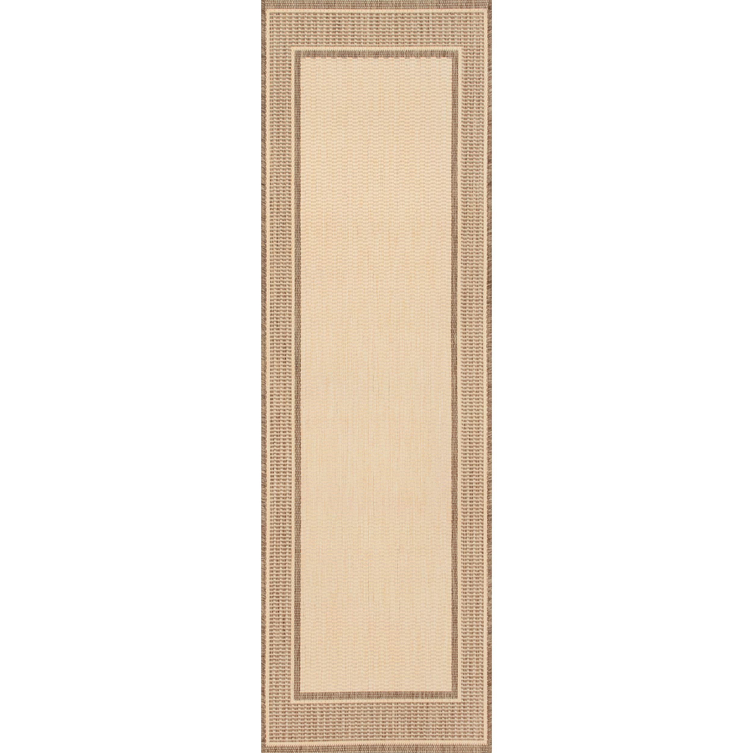 nuLOOM Gris Bordered 8 Square Indoor/Outdoor Area Rug for Living Room Patio Deck Front Porch Kitchen, Beige/Tans