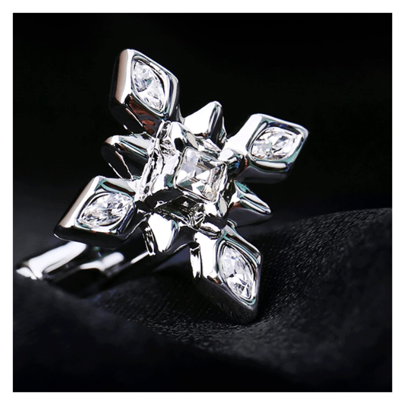 Snowflake Metal Cut Face Cufflinks Men's Shirt Cuff Nails Crystal Platinum Plated Gift Box (Color : A, Size : One Size) (A One Size)