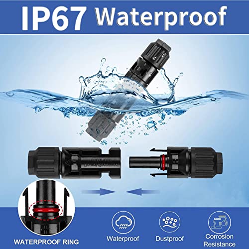 Qihengzhijia Solar PV Connector, 6 Pairs Male/Female Solar Connector, IP67 Waterproof Solar Panels Cable Connectors with 2PCS Solar Spanners Solar Wire Connectors