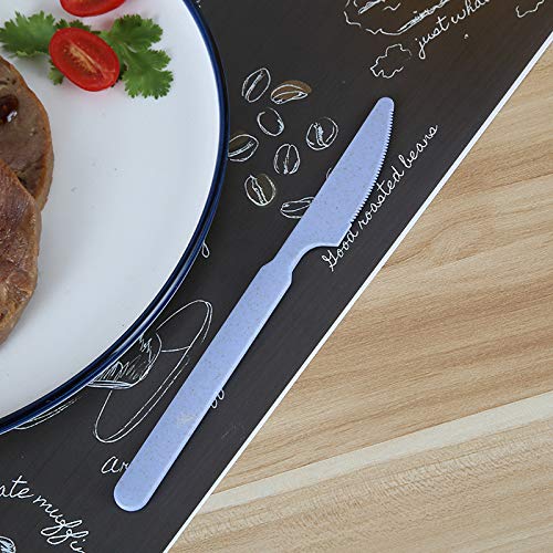 SUNNYHILL 4PCS Portable Utensils Set Straw Cutlery Set Healthy Eco-Friendly Wheat Biodegradable Chopstick Fork Knife Spoon Set for Travel Picnic Camping Students Daily Uses with Portable Case (blue)