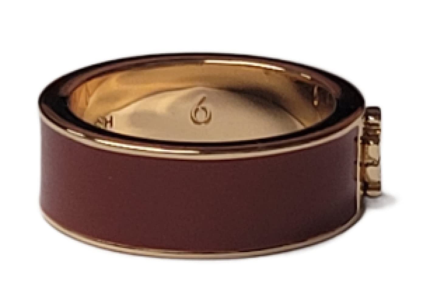 Tory Burch 88443 Tory Gold Tone/Mattone Burnt Orange/Red Enamel Inlay Women's Ring Size 6