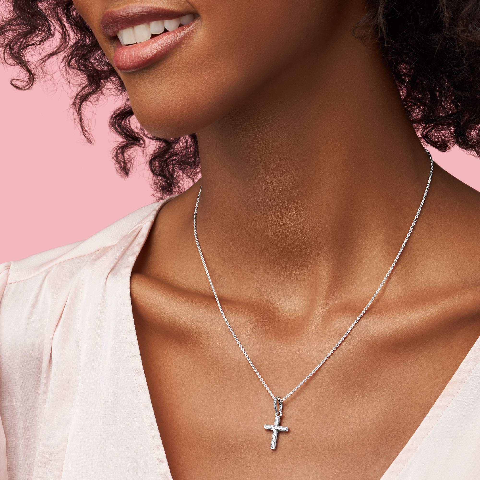 PANDORA Jewelry Sparkling Cross Cubic Zirconia Pendant in Sterling Silver