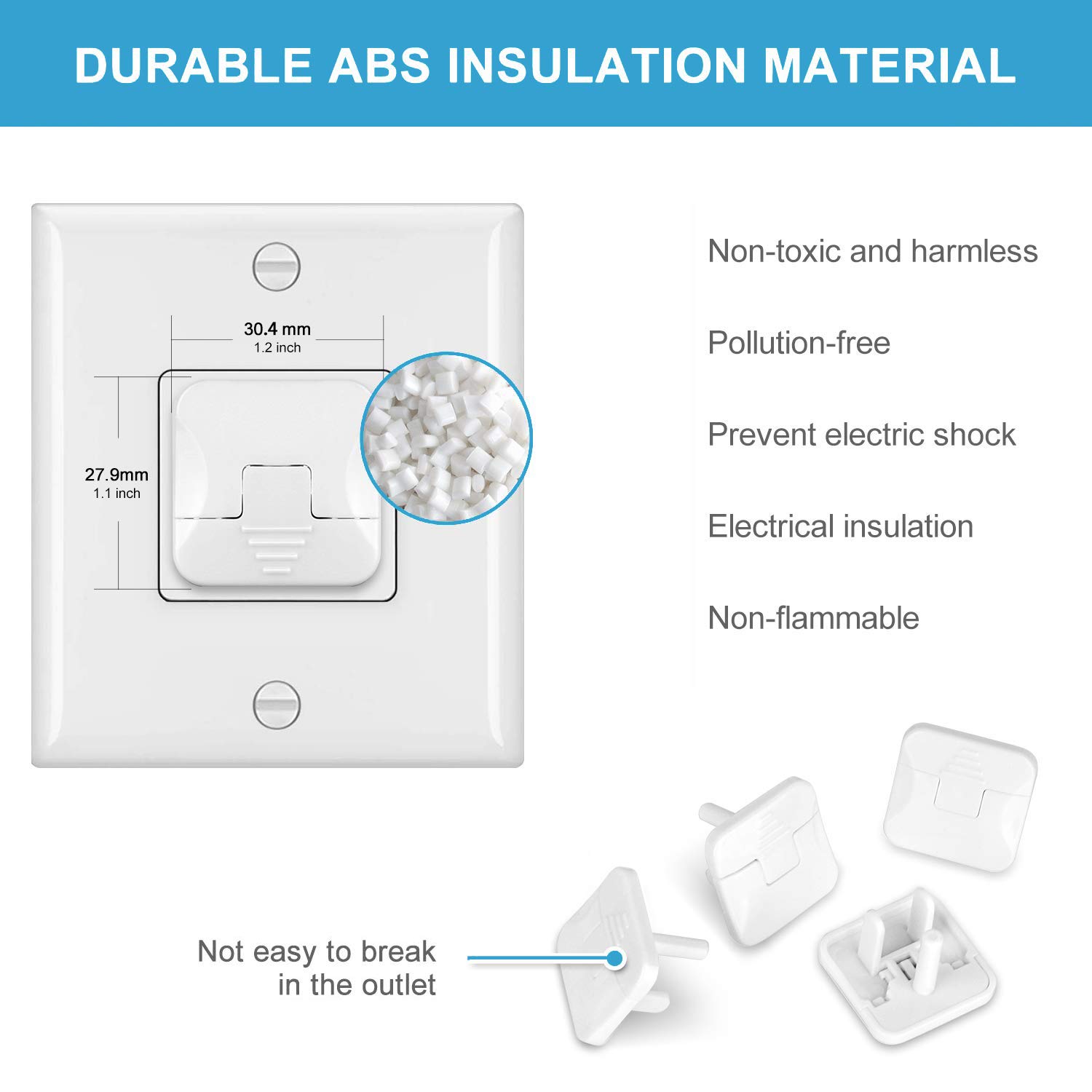 RUIYUXIN USB Outlet Covers with Hidden Pull Handle 50 Pack Baby Proofing Plug Covers Safety Durable ABS Plastic Outlet Plug Protector Cap
