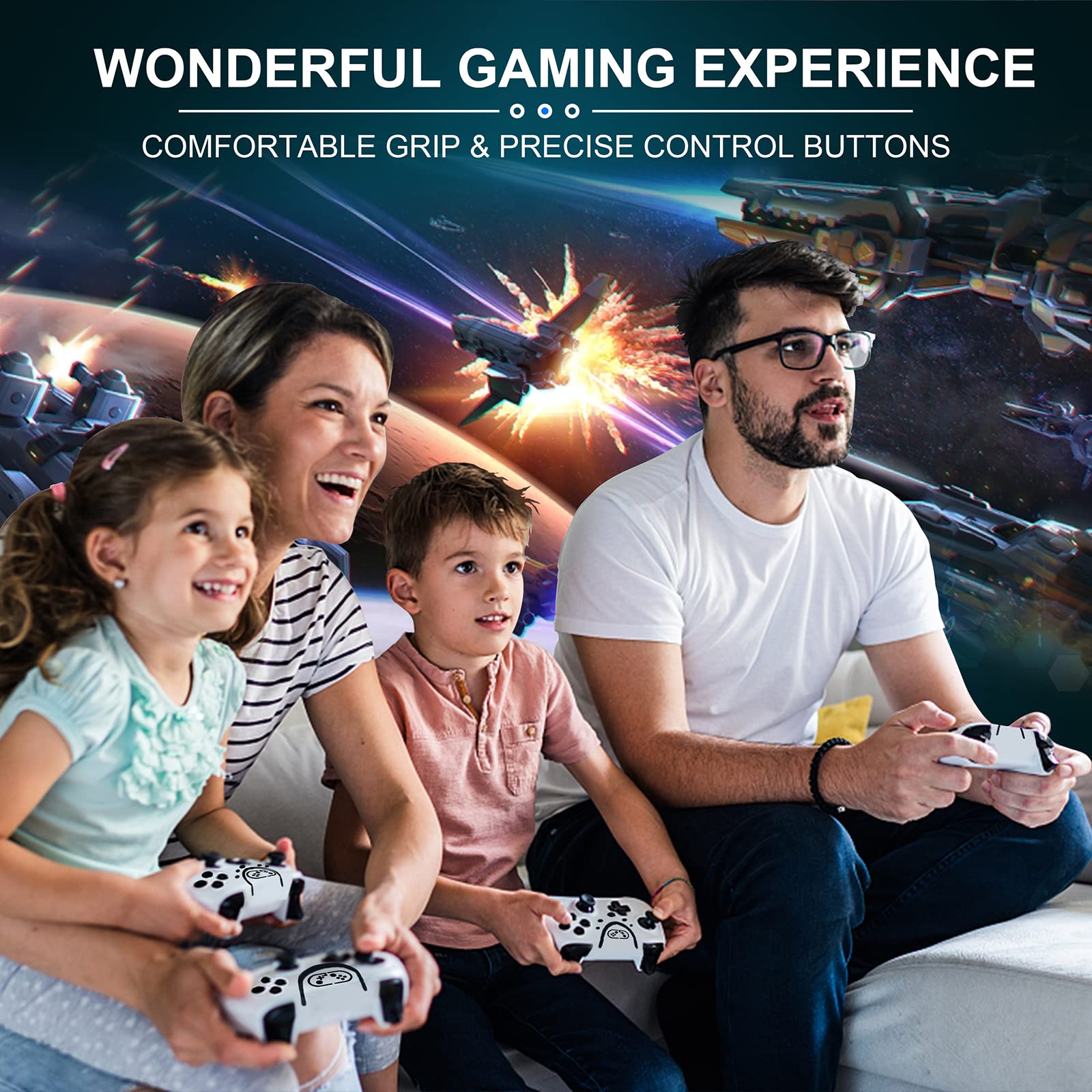 Wireless Switch Controller for Nintendo Switch/Lite/OLED/PC, Switch Pro Controller with Programmable Macros, Extra Remote Gamepad Switch Control with Adjustable Turbo Vibration, Ergonomic Good Grip, White+Black