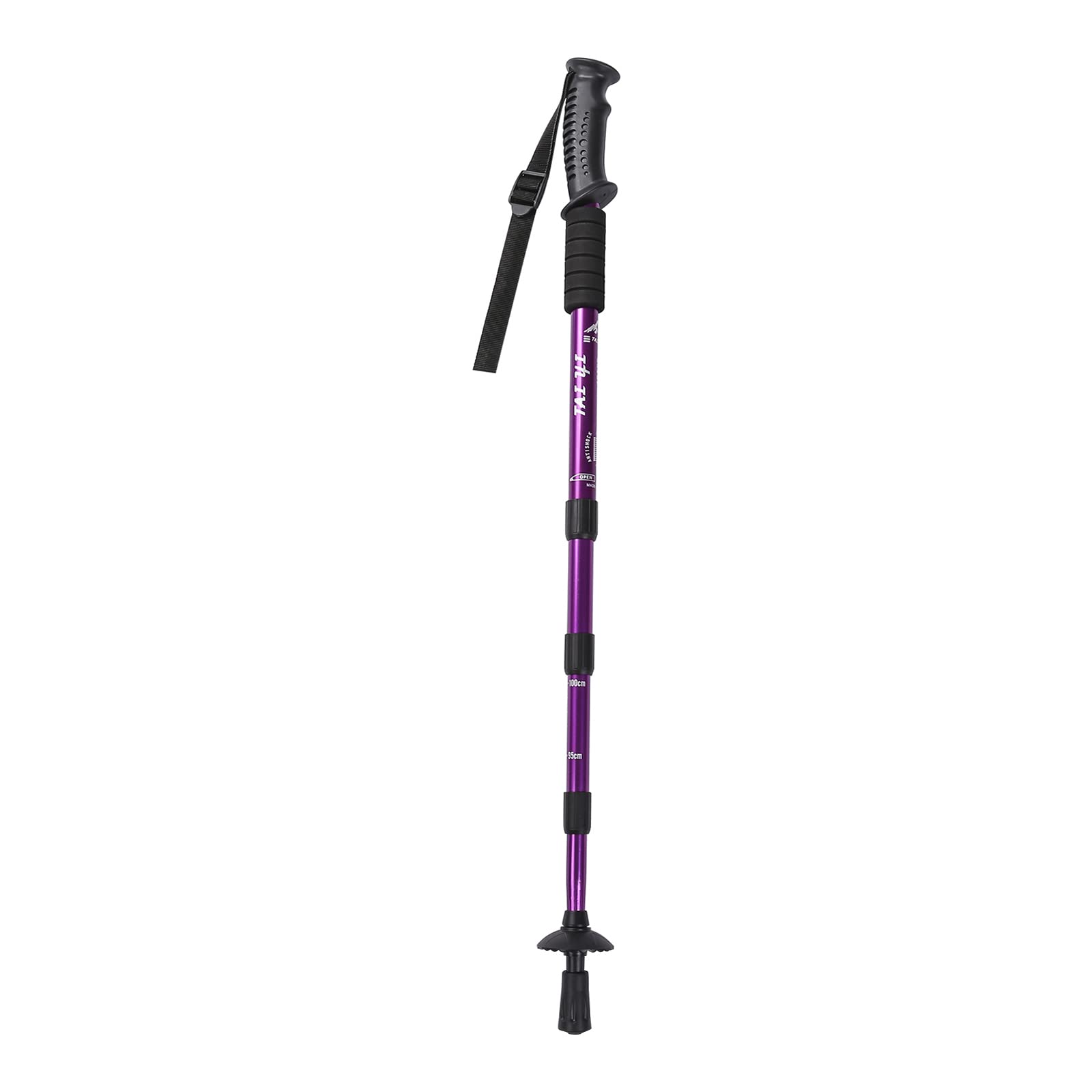 Trekking Walking Poles Adjustable for All Heights, Collapsible Hiking Poles Durable & Lightweight Aluminum Alloy High-strength Hiking Accessory (One Size, Straight Handle Purple)