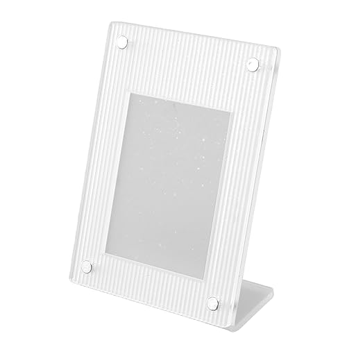 Photo Frame, Clear Acrylic Desktop Photo Frame Simple Cleaning Magnetic Stable Placement for Home (Transparent (Wave Pattern))