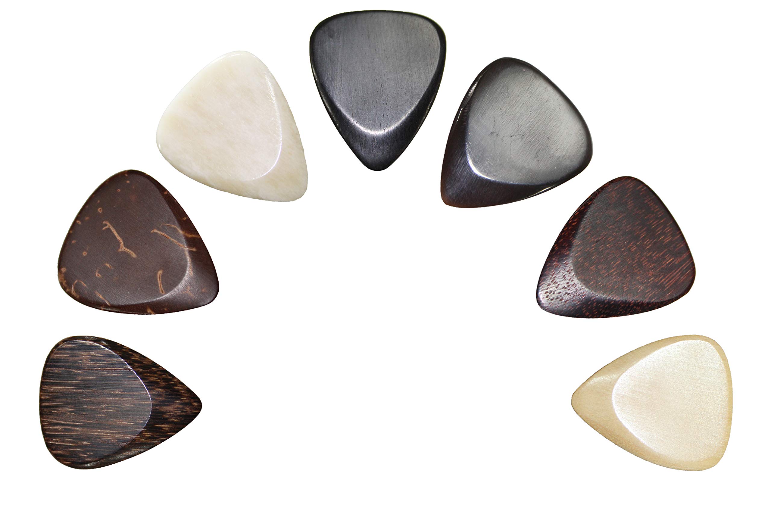 PICKMANN Classic 351 Exotic Sampler Guitar Picks Plectrums Value Pack for Acoustic/Electric Guitar Made from Palmwood, Coconut, Bone, Ebony, Horn, Tamarind & Haldu