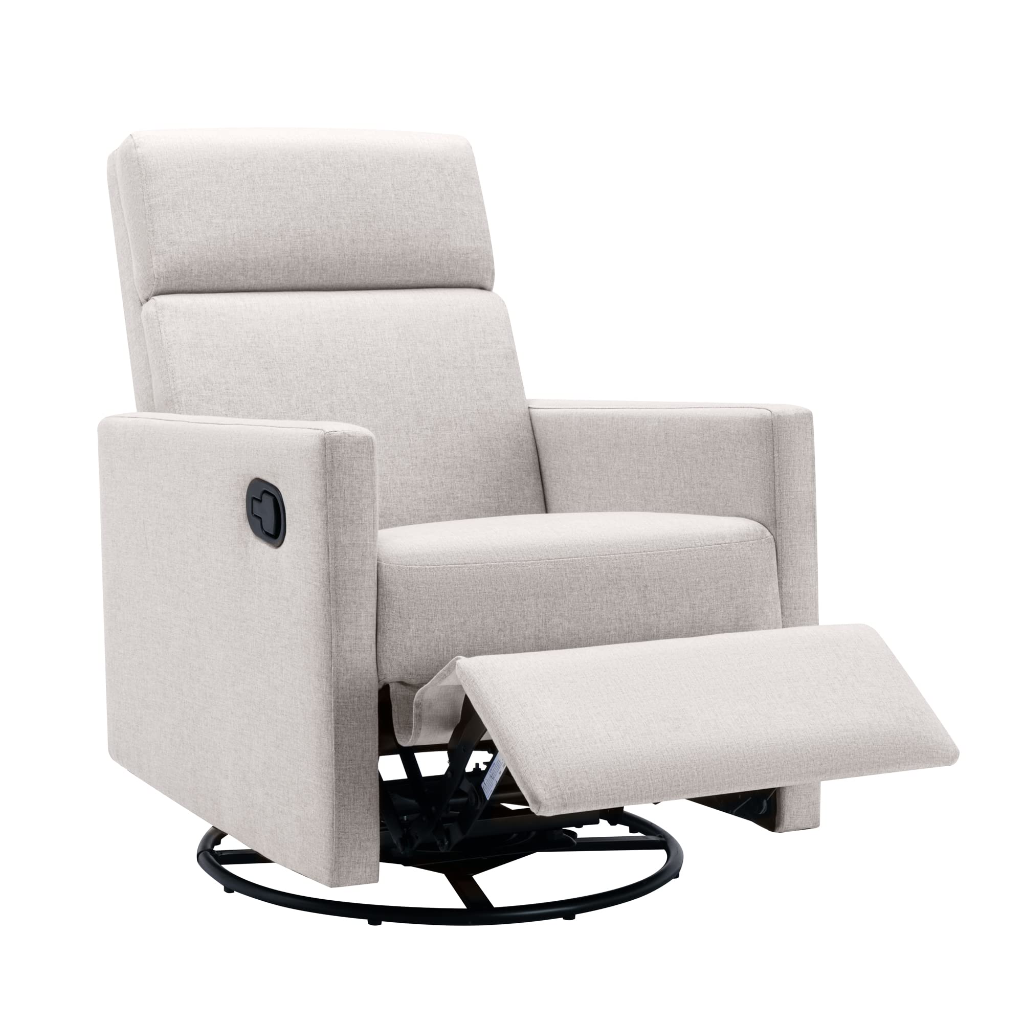 NCKMYB Modern Swivel Glider Recliner Chair, Linen Upholstered Reclining Sofa Chair Rocker Recliner for Living Room Home Office (Tan)