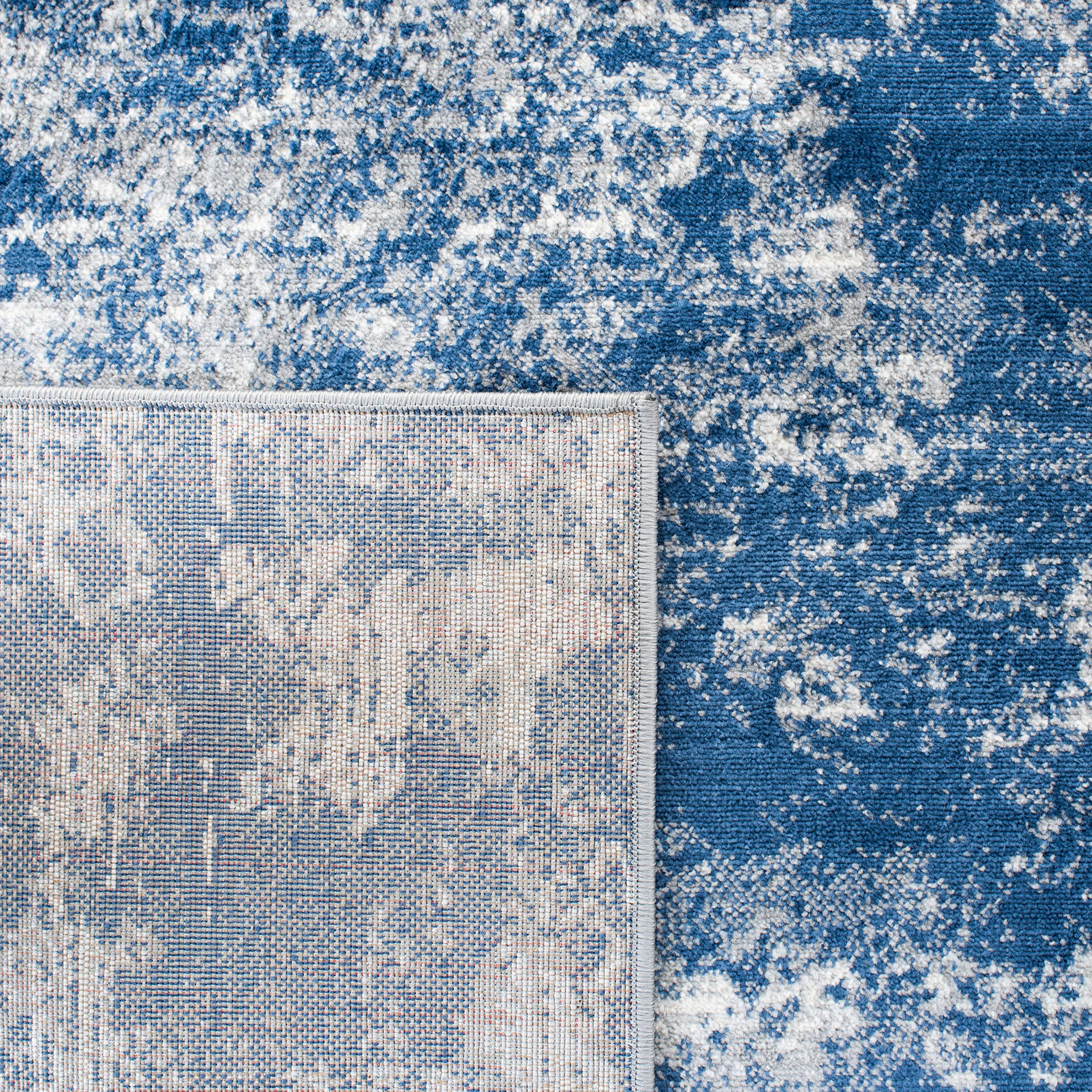 SAFAVIEH Brentwood Collection 5'3" x 7'6" Grey / Navy BNT822G Modern Abstract Non-Shedding Living Room Bedroom Dining Home Office Area Rug