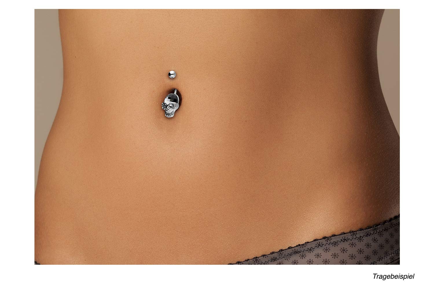 PIERCINGLINE 316L Surgical steel belly button ring with brass design SKULL 14G Navel Ring Belly Piercing