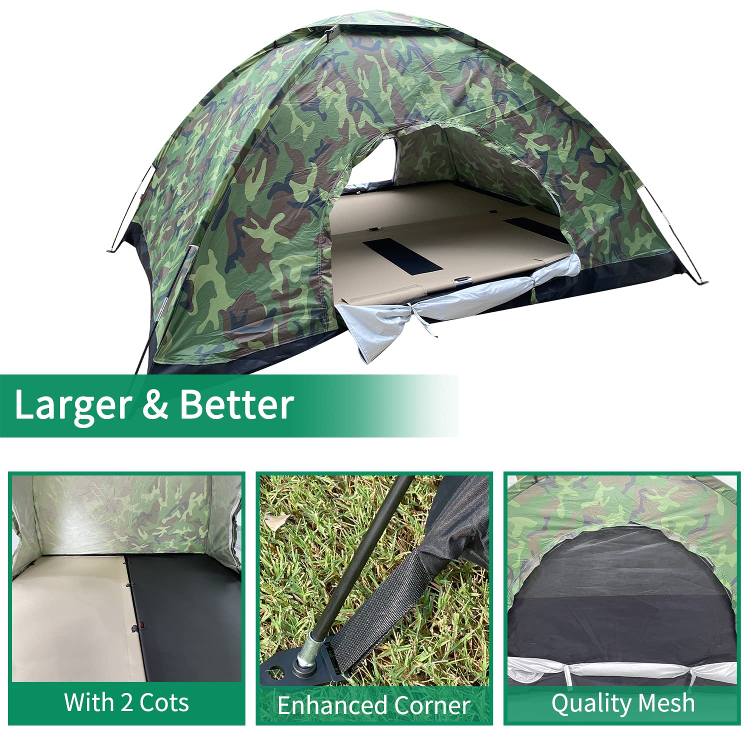 Sutekus Double Tent Camping Tent Lightweight 2 Person Backpacking Tent Camouflage Outdoor Equipment for Camping Hiking Biking Trip Upgraded Large Space (Double)
