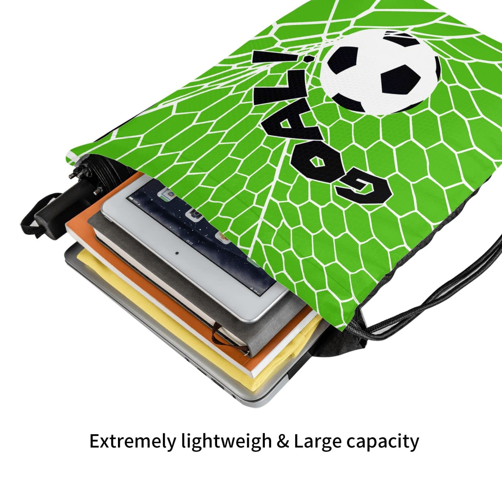 Soccer Drawstring Backpack Water Resistant String Bag Travel Sport Gym Bags One Size