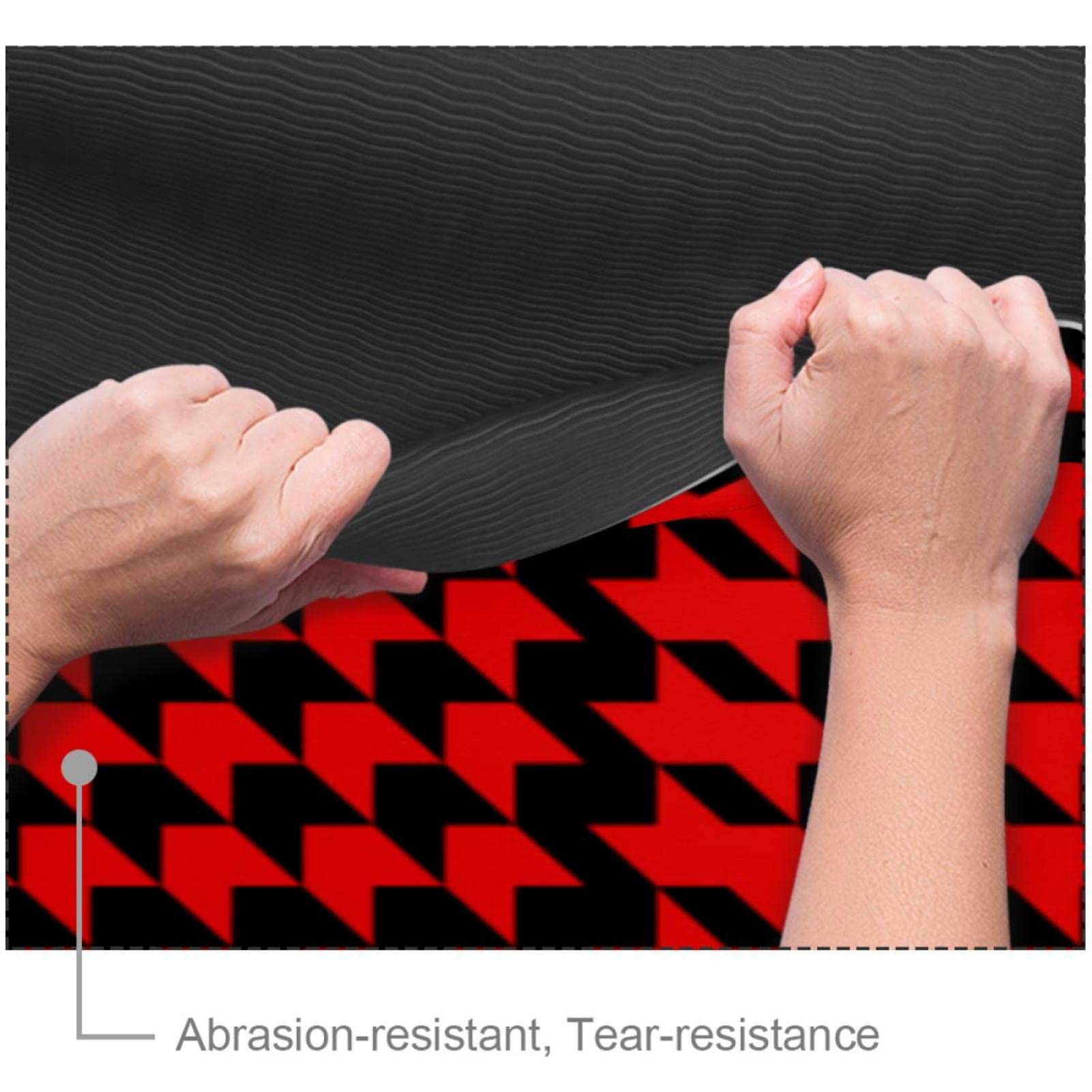 Yoga Mat, Yoga Mats for Home Workout, Workout Mat, Exercise Mats, Pilates Mat, Rustic Black Red Houndstooth Check Plaid