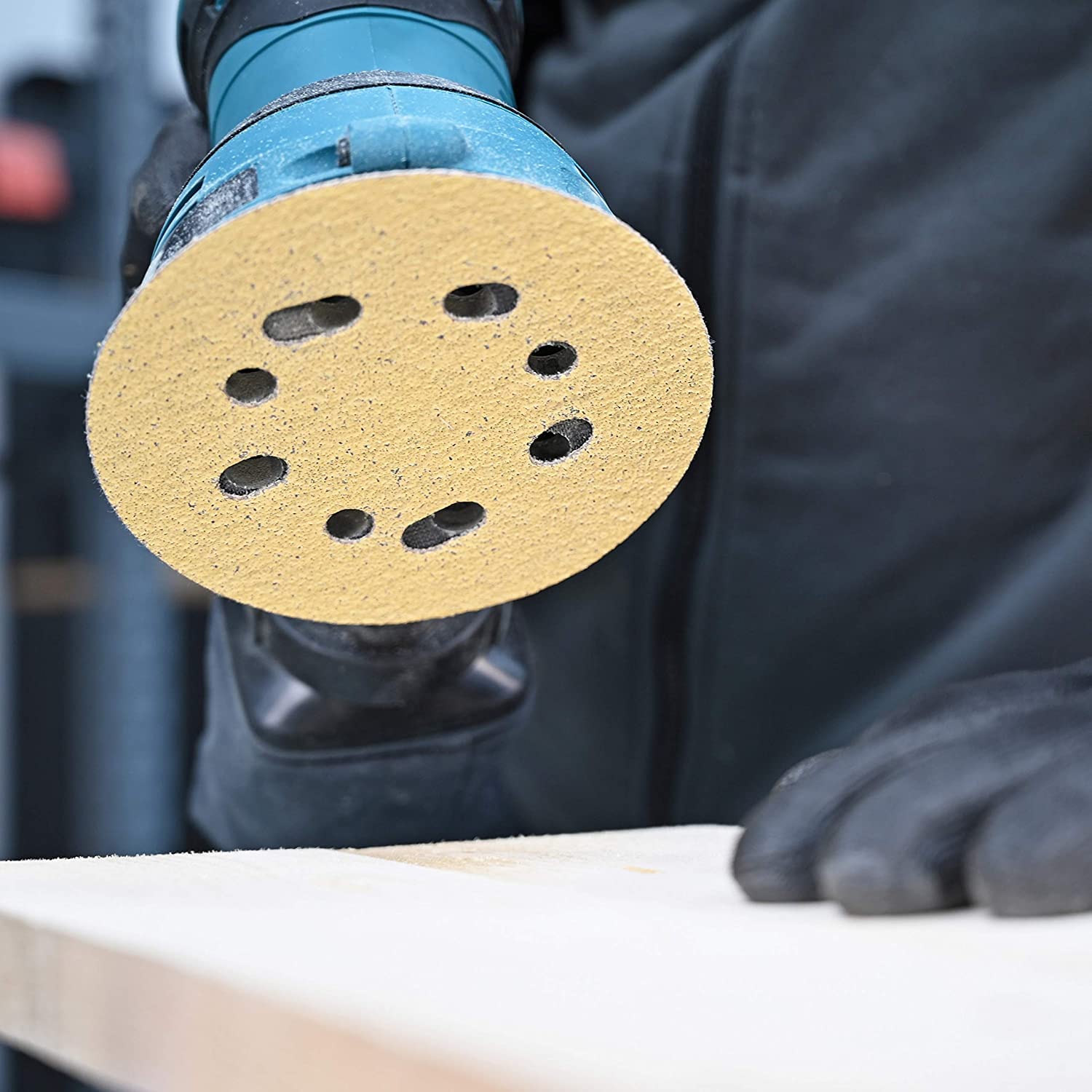PLATINUMEDGE 5 Inch 8 Hole Gold Sanding Discs Hook and Loop Sanding Discs for Random Orbital Sander,60/80/100/120/150/220 Grits Assorted Grits Sandpaper - 120 Pack