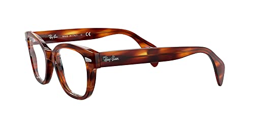 Ray-Ban RX0880 Square Prescription Eyeglass Frames, Striped Havana/Demo Lens, 49 mm