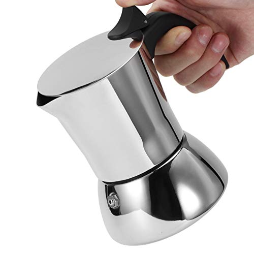 Zerodis Stovetop Espresso Maker color Stainless Steel Thermal Coffeemaker 4 Cup Stainless Steel Coffee Maker and Moka Pot Classic Italian style Black Espresso Coffee Pot