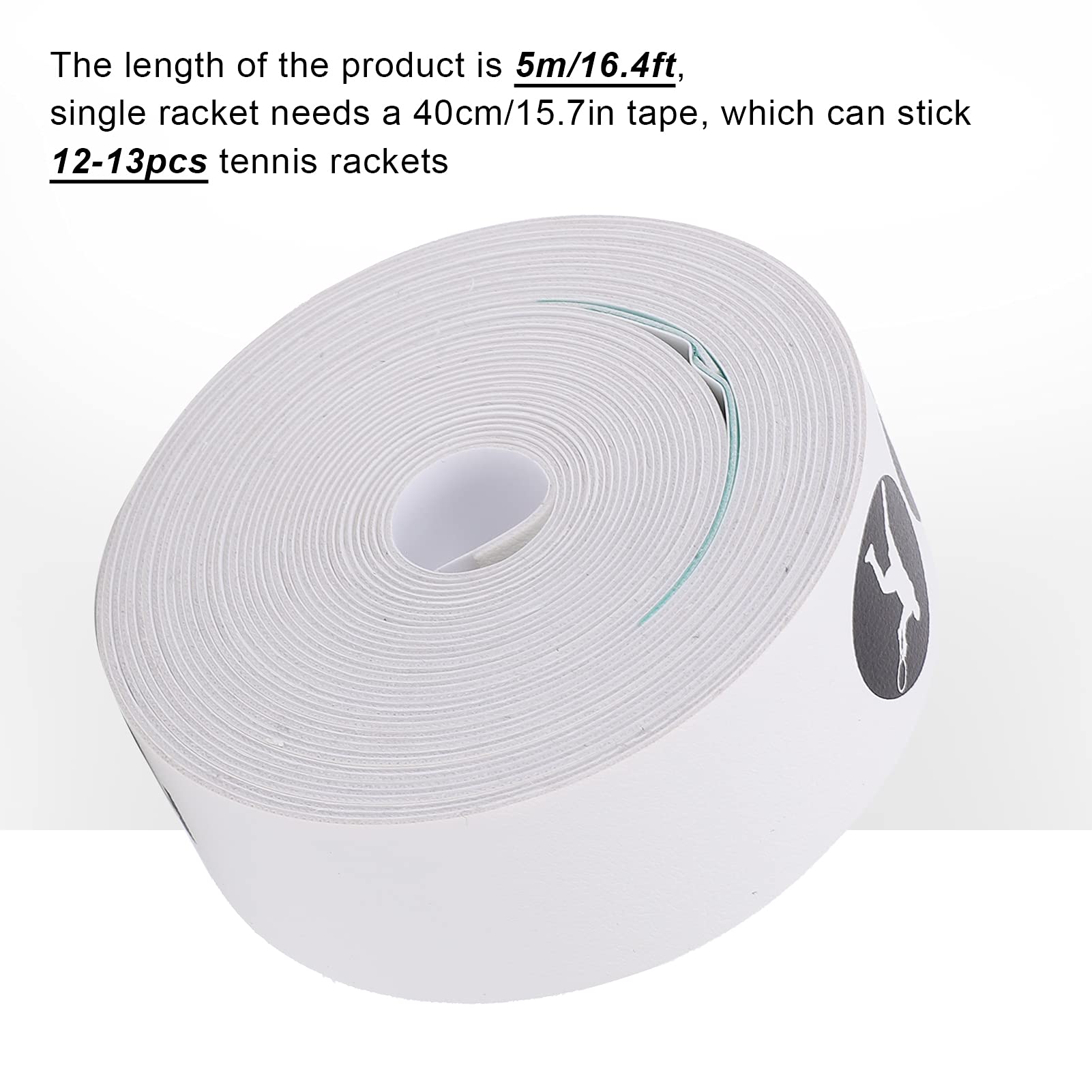 Racket Head Tape, Racket Head Guard Sticker Tennis Racket Accessories Easy to Use 5m/16.4ft for Tennis Player for Outdoor(White)