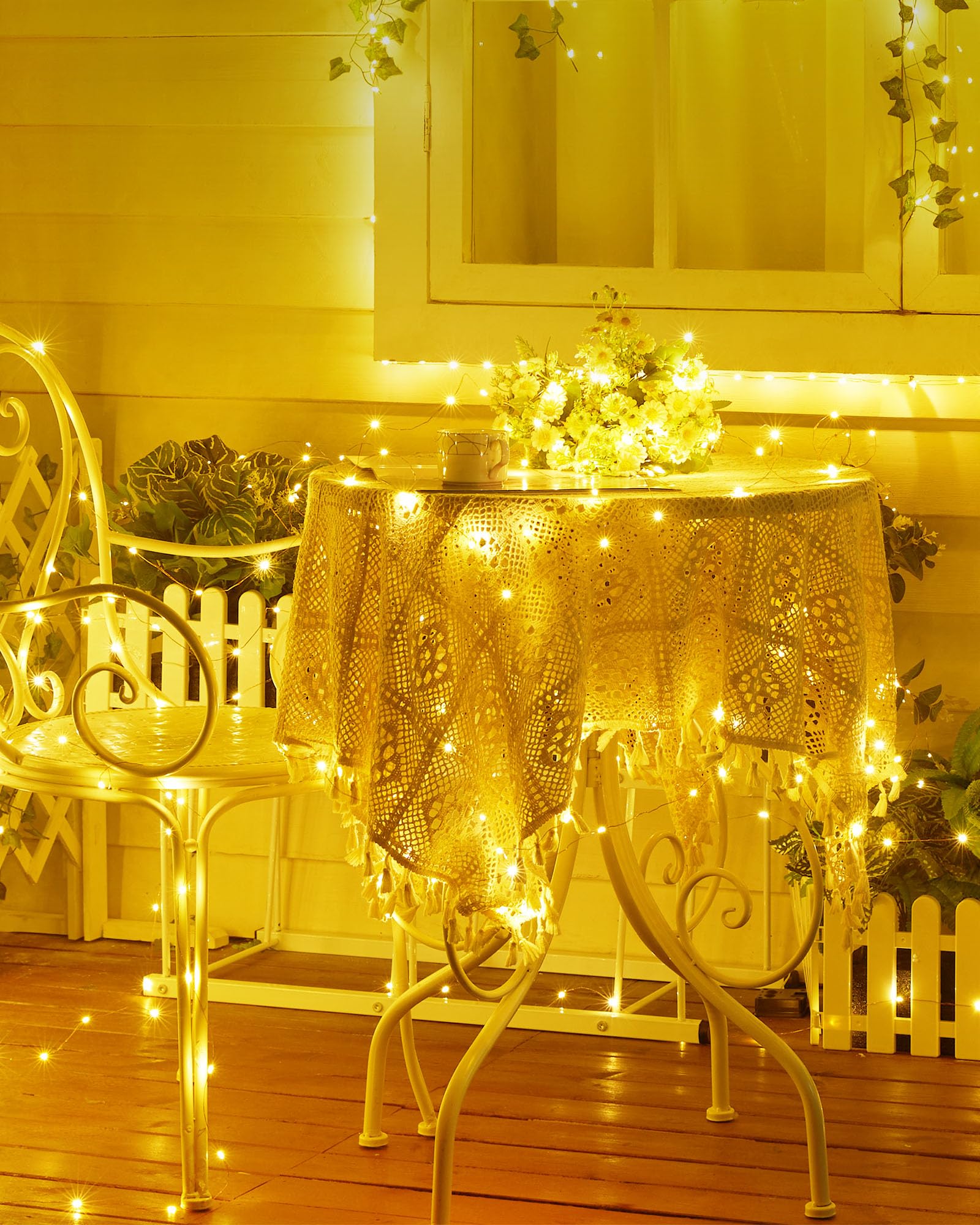 Minetom Solar String Lights, 4 Packs Total 132Ft 400 LED Solar Fairy Lights, Waterproof Solar Lights for Outside Patio Yard Tree Wedding Christmas, Warm White