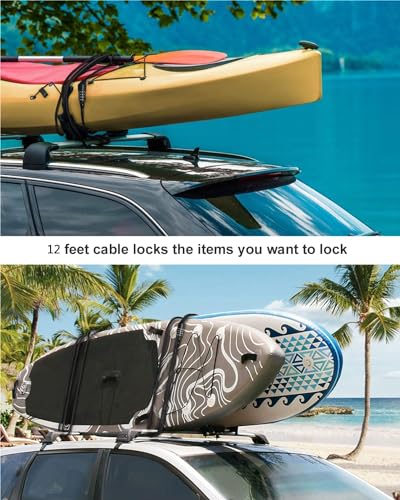 NDakte Bike Lock, Extra Long Straight Cable Lock(6ft to 27ft) with Resettable Combination, Unique Male Narrow Designed to Especially Suitable for Kayak, Scooter and Paddle Boards Canoe Jet Ski