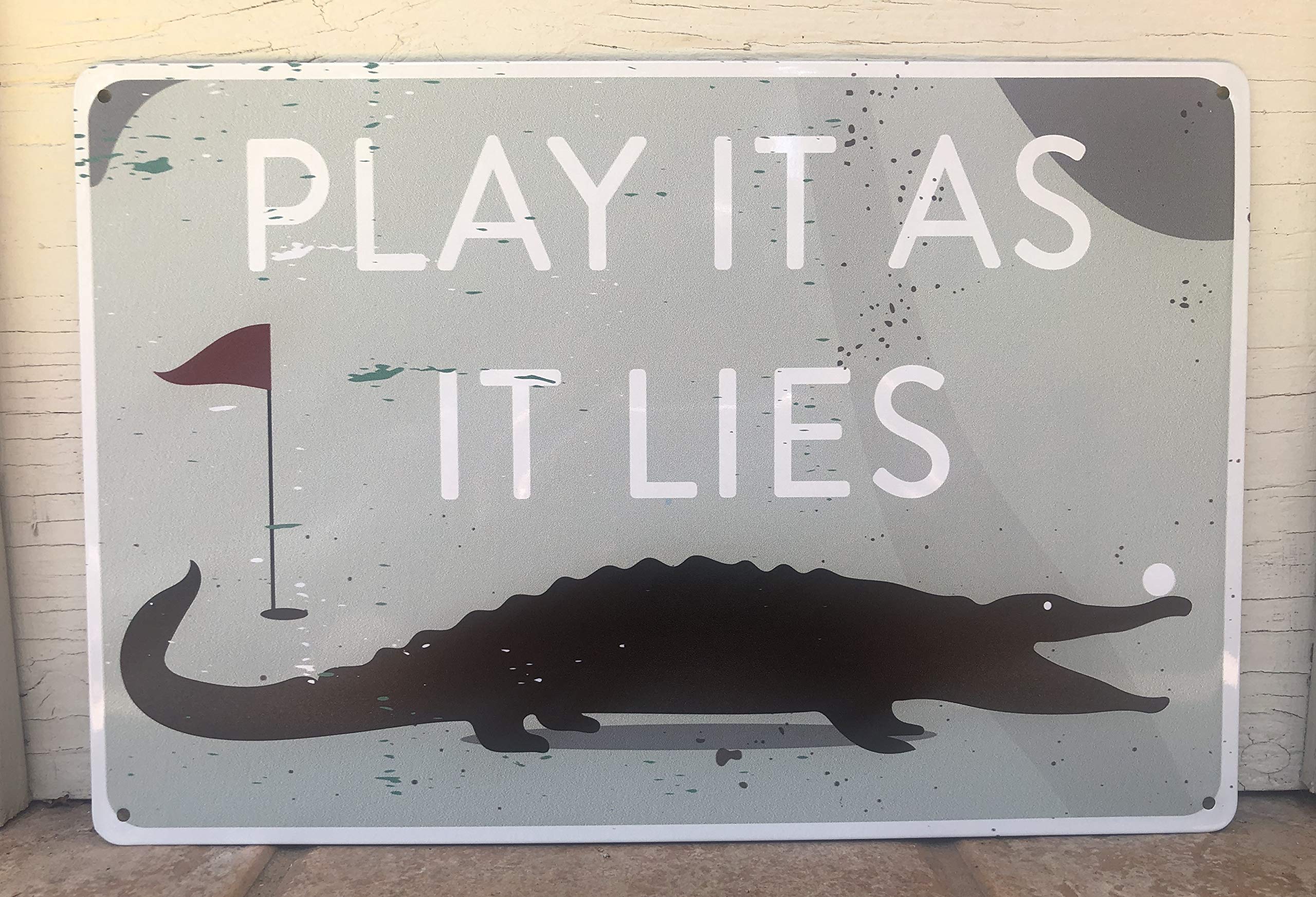 Play It As It Lies 12" x 8" Funny Tin Sign Golf Accessory Clubhouse Decor Man Cave Sports Bar Wall Art
