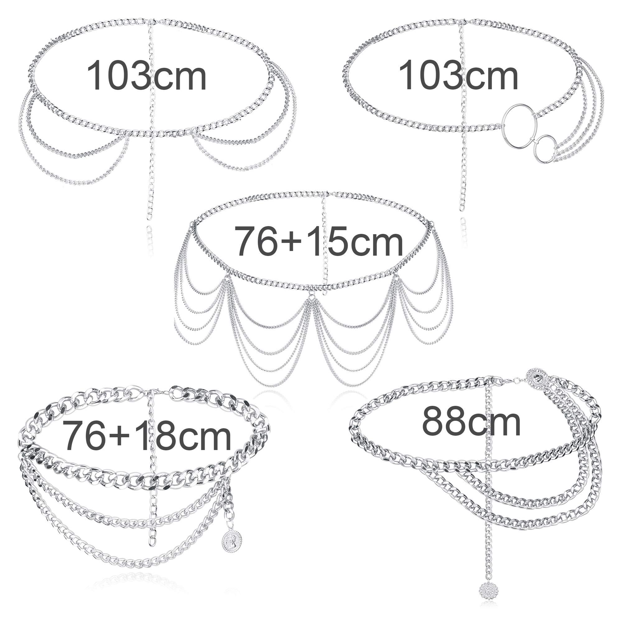 ORAZIO Silver Tone Chain Belts for Women Waist Chains Summer Beach Hip Belly Body Chains Jewelry