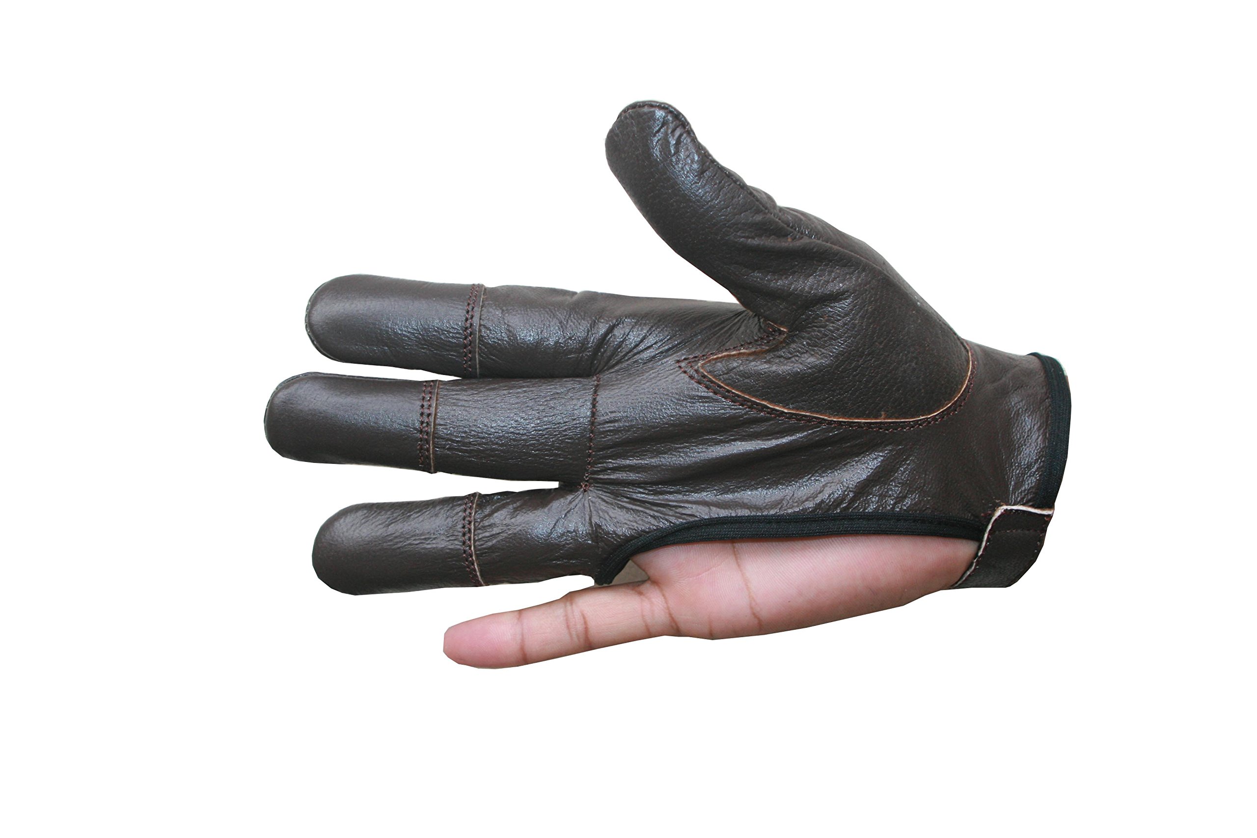 Traditional Archery Shooting Leather Glove Glove 100% Real Leather (Choclate Brown, Medium, Right Hand Wear)