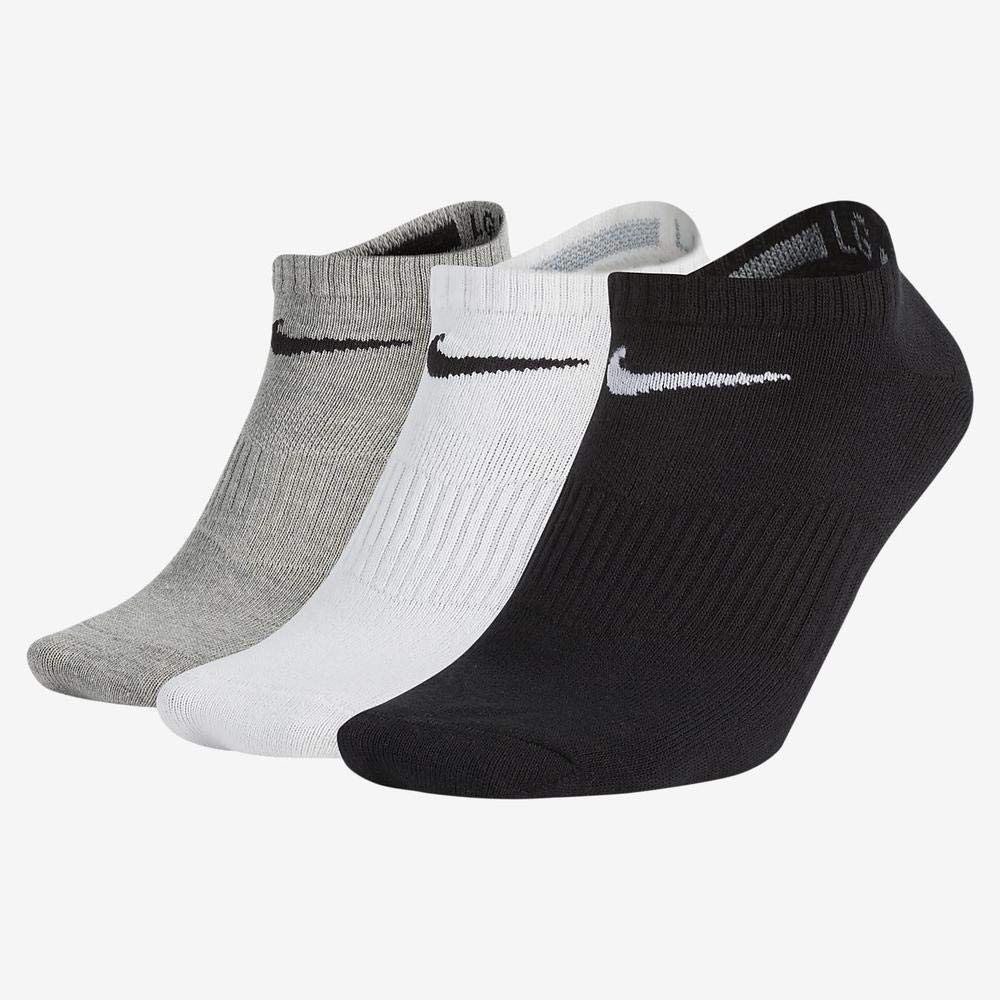 Nike Mens Pack Of 3 Pairs Of Socks, Grey Heather/White/Black, Large - Size 43/46