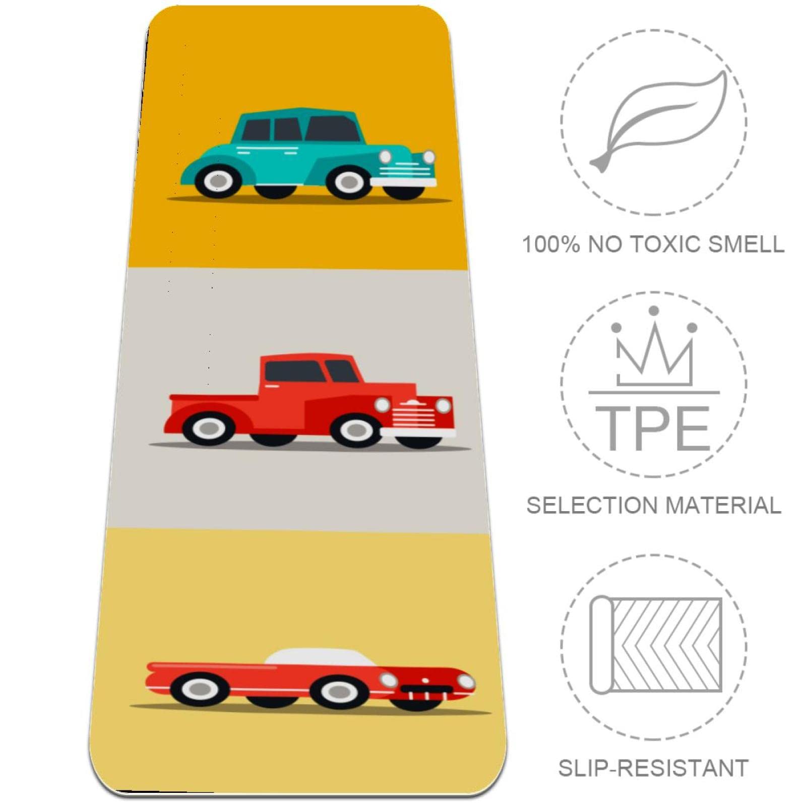 Yoga Mat, Yoga Mats for Home Workout, Workout Mat, Exercise Mats, Pilates Mat, colorful car plaid pattern