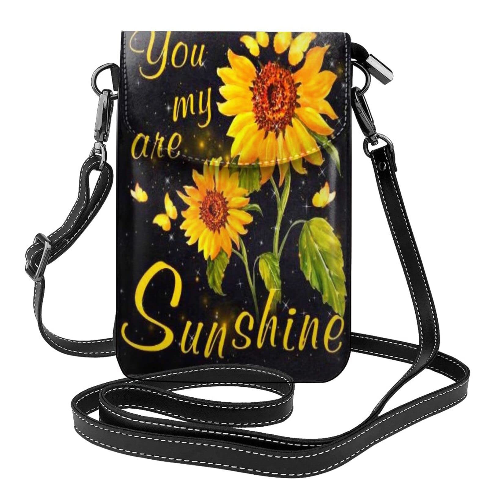Women Cell Phone Purse Leather Crossbody Bag-Sunflower Sunshine Mini Shoulder Bag Card Holder Wallet