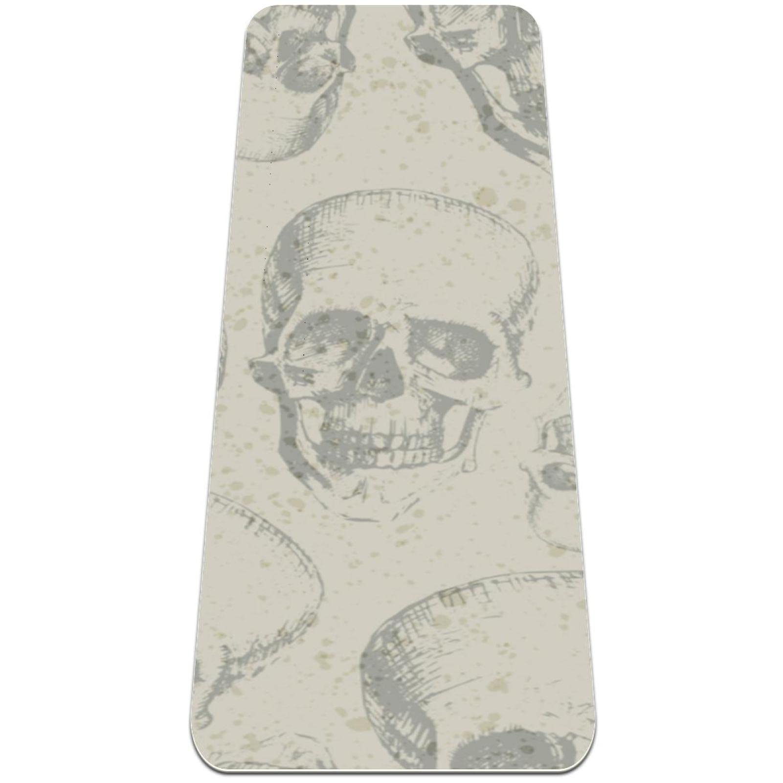 Yoga Mat, Yoga Mats for Home Workout, Workout Mat, Exercise Mats, Pilates Mat, retro skull seamless pattern