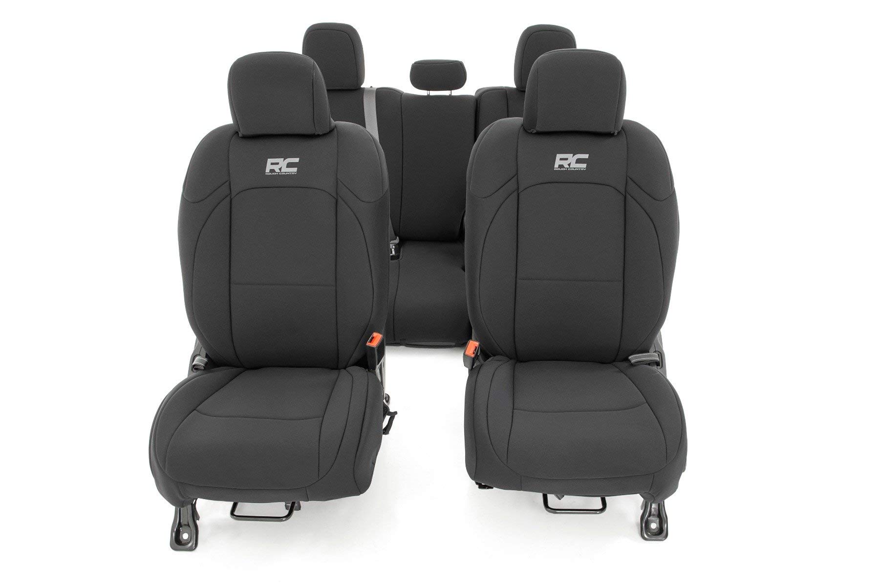 Rough Country Neoprene Seat Covers for 2020-2022 Jeep Gladiator JT - 91034, Front/Rear, Black