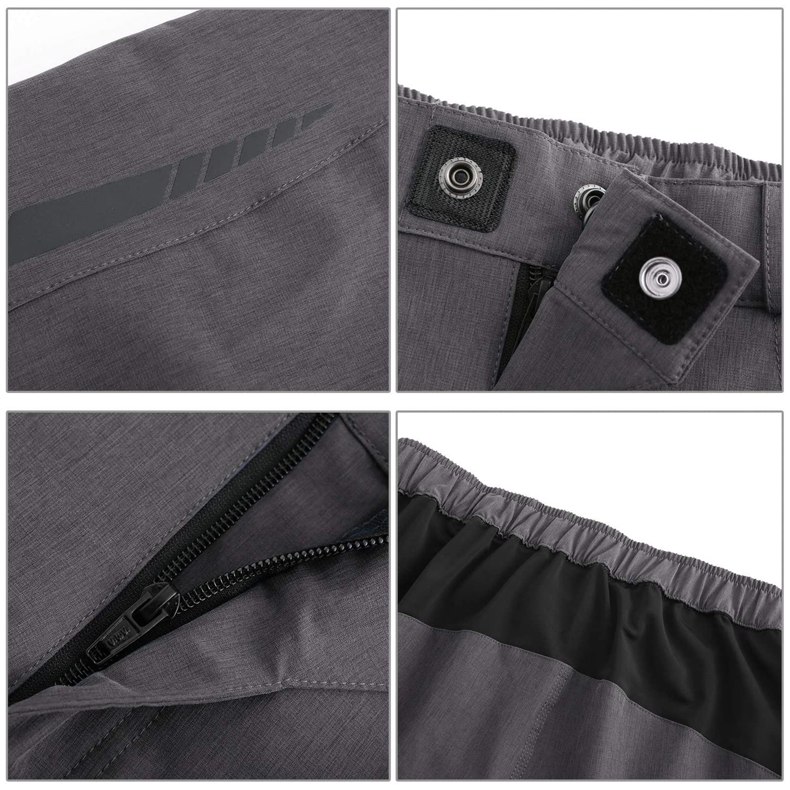 PRIESSEI Men's Mountain Bike Shorts Lightweight MTB Cycling Shorts with Zip Pockets Dark Grey XXL
