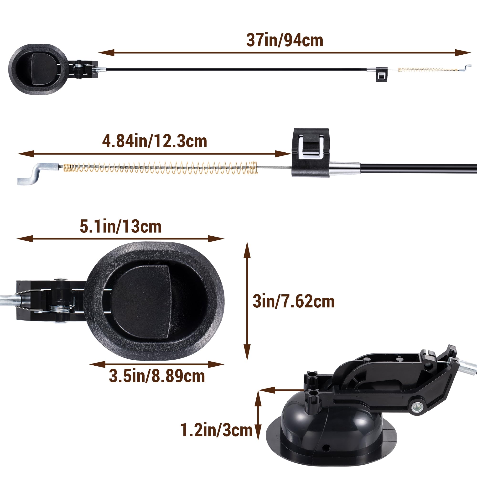 Saillong 2 Pack Recliner Release Pull Handle Replacement Parts with 2 Cable, Heavy Duty Recliner Replacement Kits Compatible with Lazy Boy and Most Recliner Brands Couch Sofa Chair Furniture