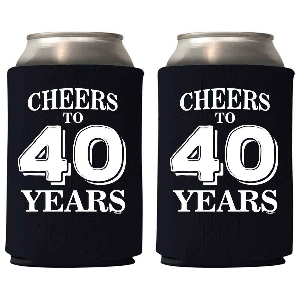 Veracco Cheers To 40 Years Forth Birthday Gift Forty and Fabulous Party Favors Decorations Can Coolie Holder (Black, 6)