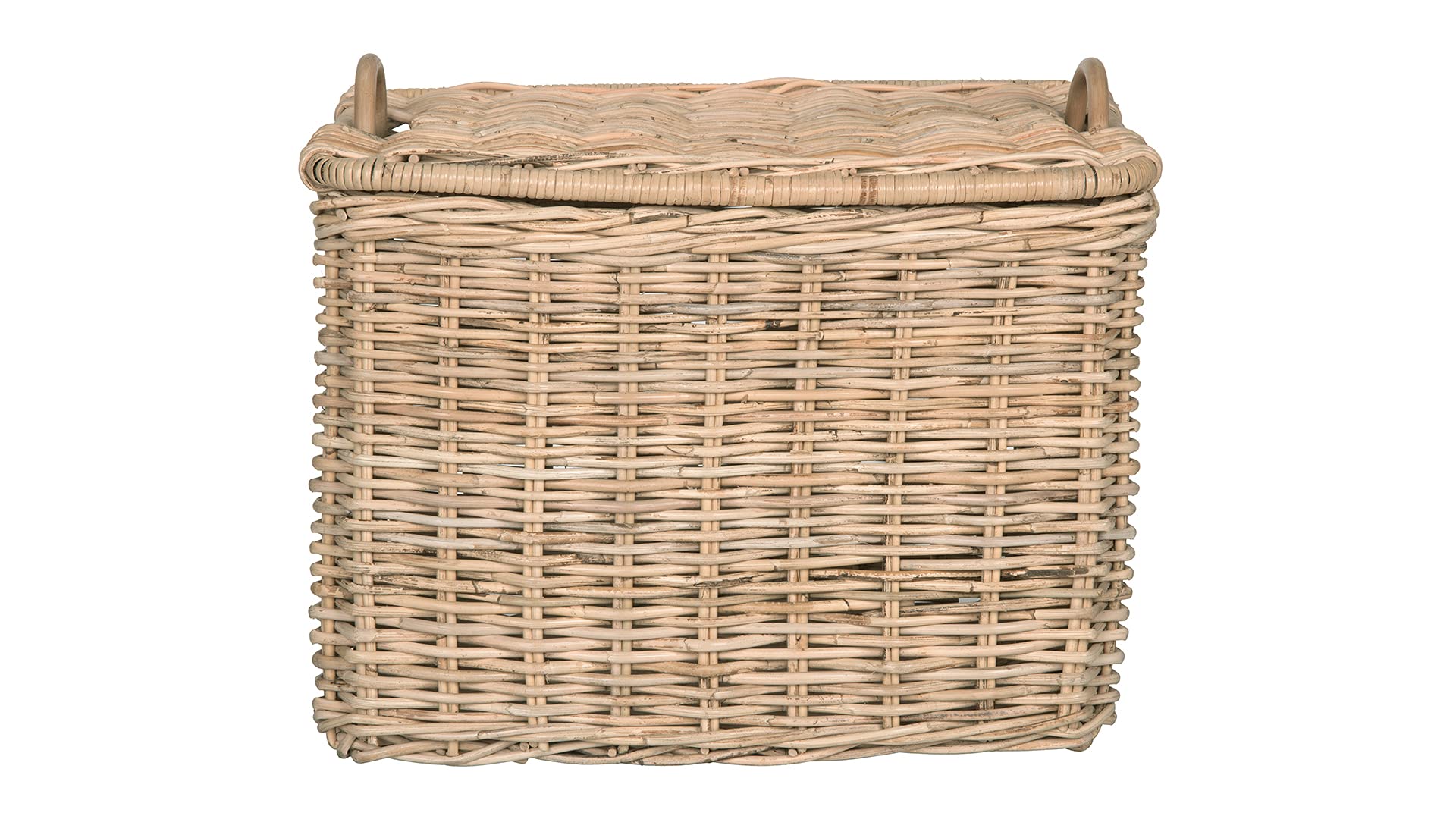 Rattan Core Rectangular Storage Basket with Lid, Natural, Large