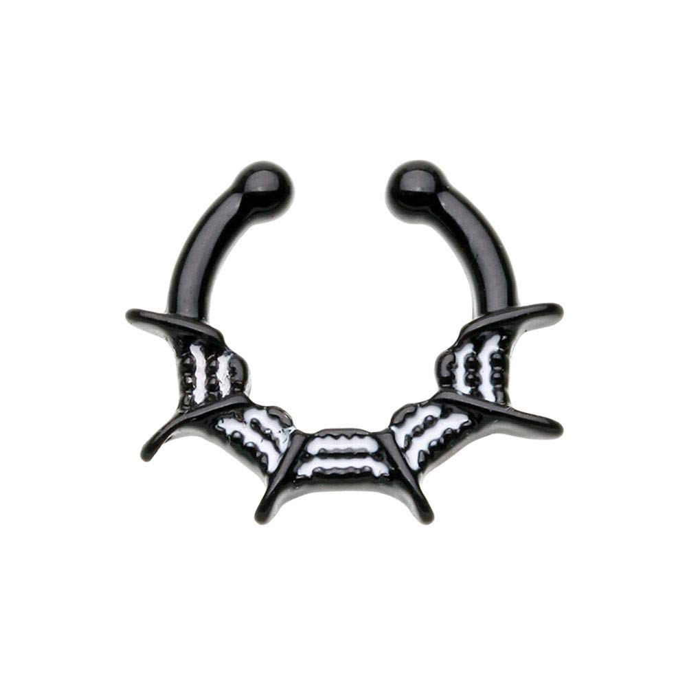 Pierced Owl Black Stainless Steel Spiderweb Clip On Non-Piercing Septum Ring