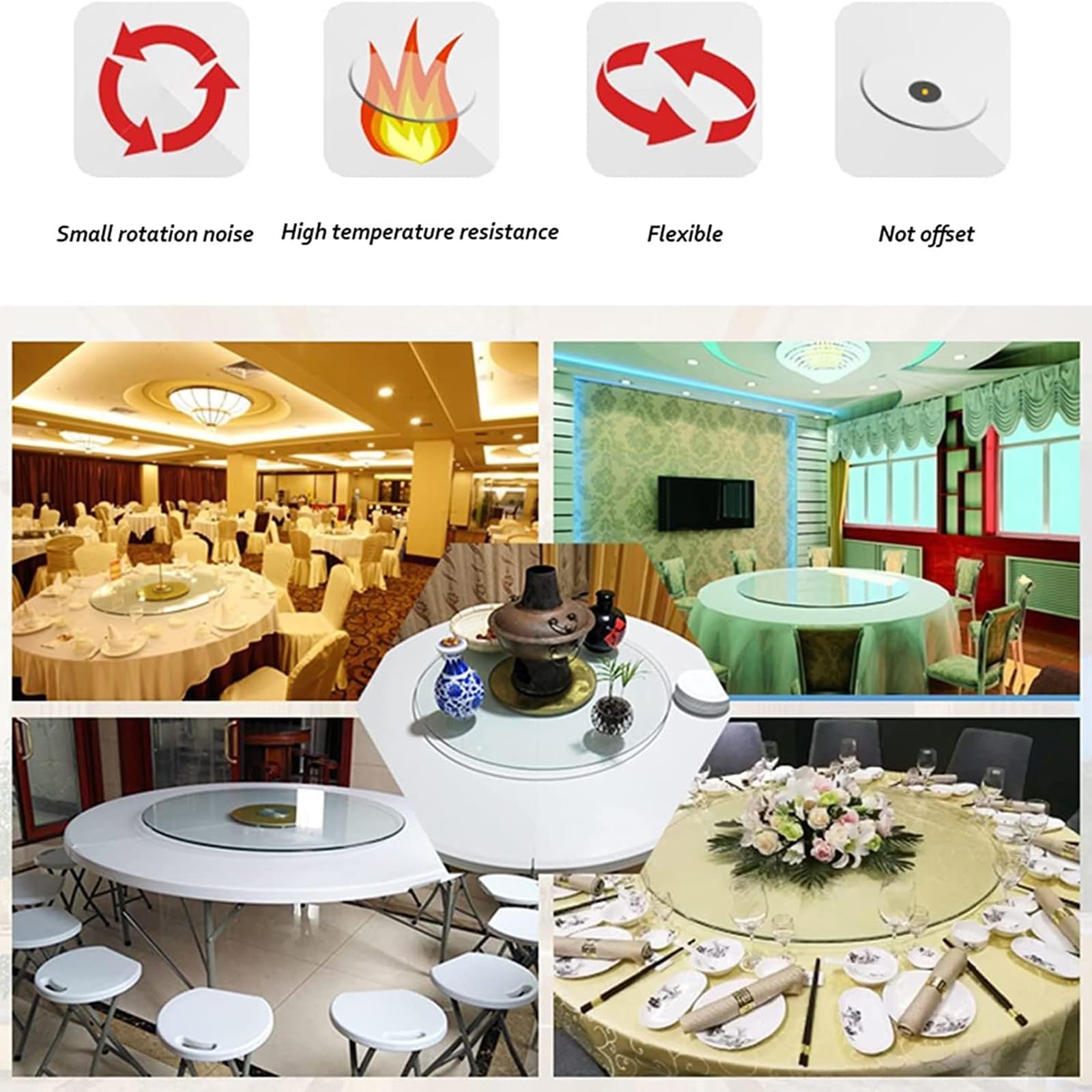 Round Dining Table Swivel Large Tabletop, Heavy Duty Lazy Susan Tempered Glass Serving Plate Transparent Rotating Tray, for Restaurant Hotel Table Top Turntable ( Color : Clear , Size : 90cm (35inch)