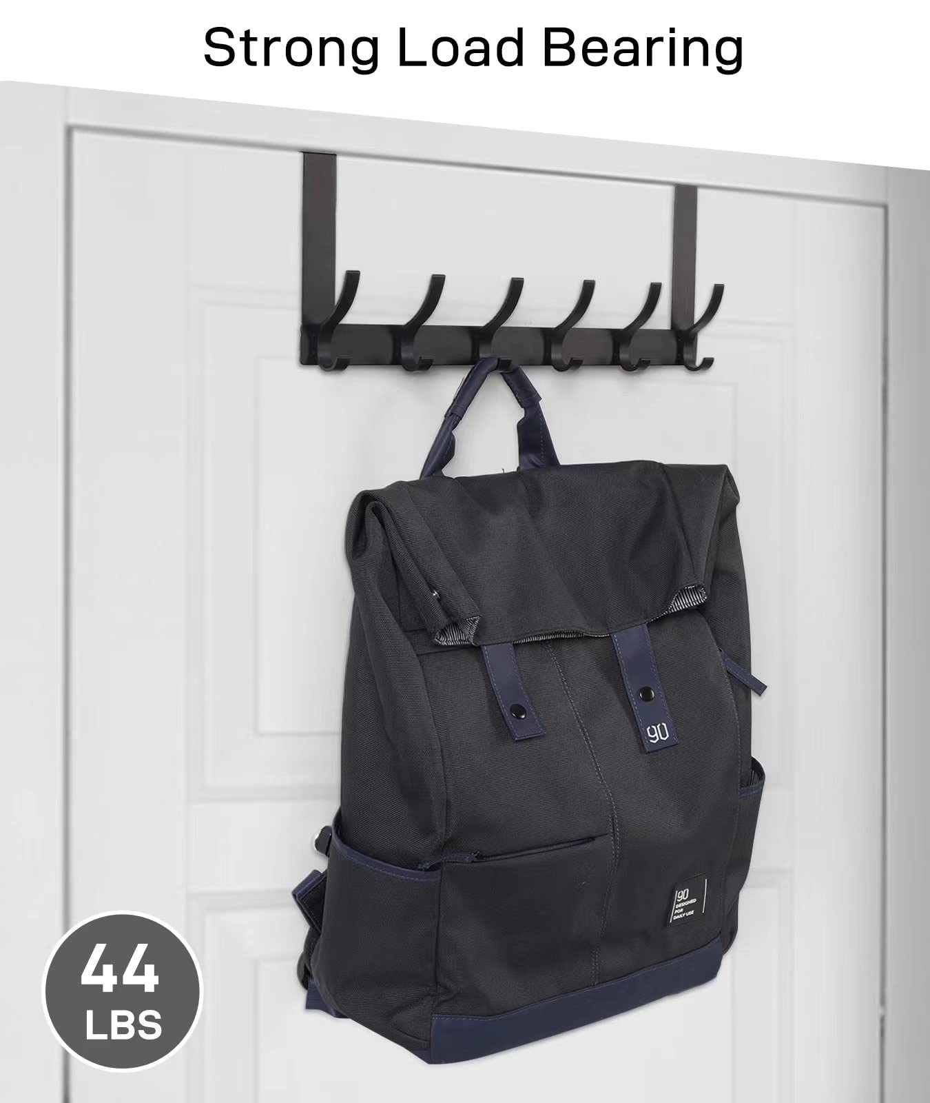 Optish Over The Door Hooks, Door Hanger Hooks, Over The Door Towel Racks for Bathroom with 12 Coat Hooks for Hanging Clothes Coats Towels, Fits 1-3/4" Thick Door