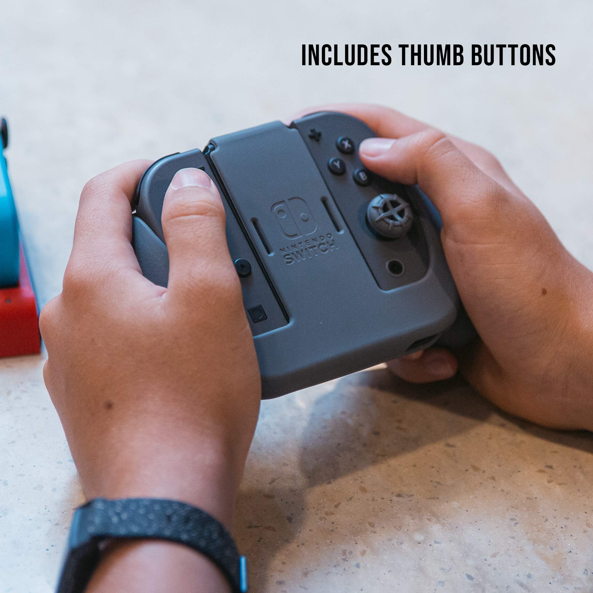 RDS Industries Nintendo Switch Joy-Con Action Grip and Thumb Grips - Red Textured Silicone - Official Nintendo Licensed Product - Nintendo Switch