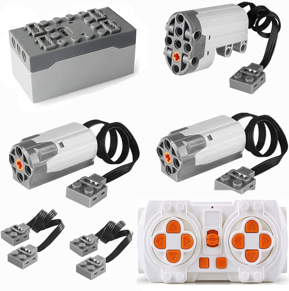 NIIZ 7 Pieces Speed Power Functions Motor App Remote Control Programming DIY Creative Building Block Set, Science and Technology (2 M-Motor, Servo Motor) Power Functions Kit
