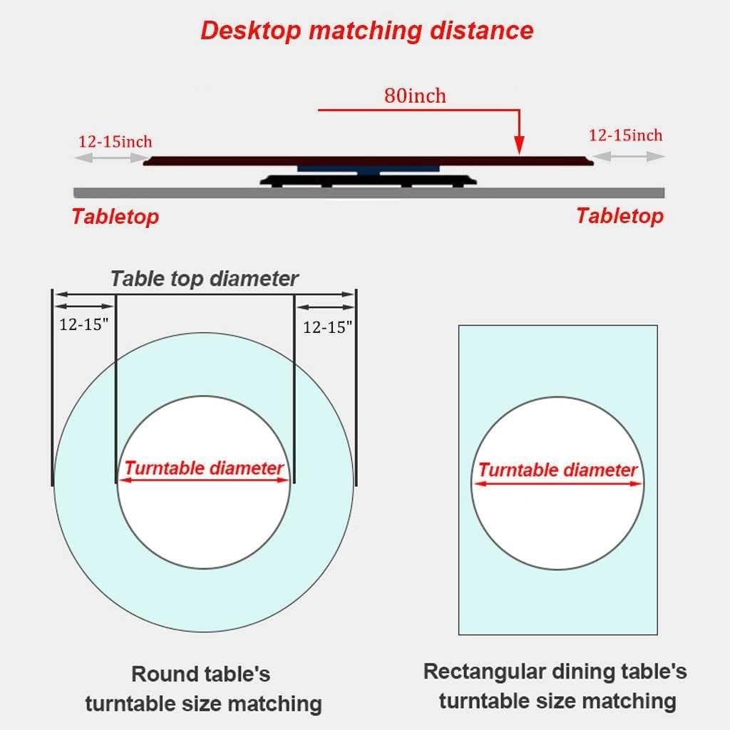 Round Lazy Susan Turntable, Large Dining Table Rotating Tray, Tempered Glass Spinning Serving Plate, Aluminum Alloy Base, Silent and Smooth (Color : Clear, Size : 60cm/24in)