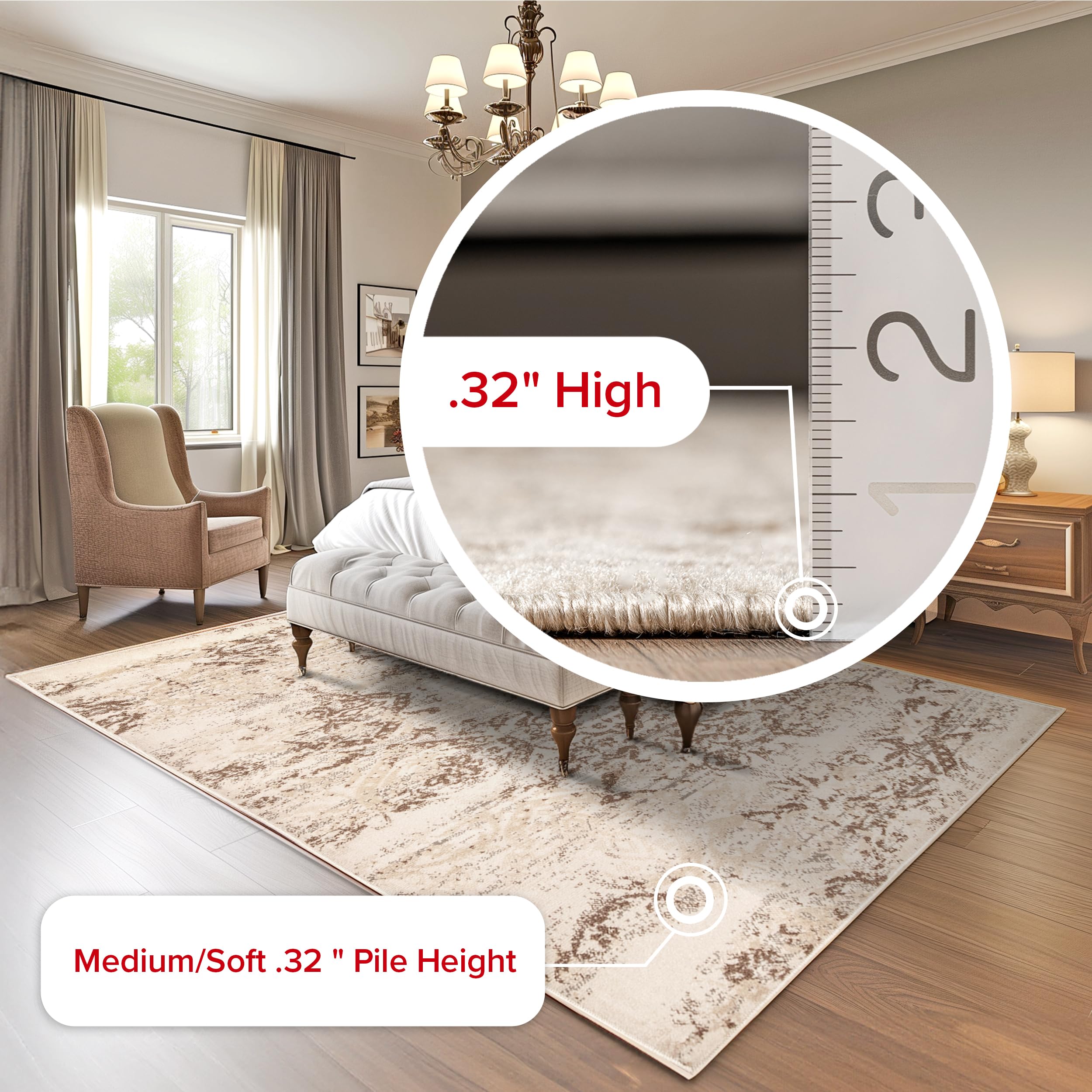 nuLOOM Freja Faded Floral Area Rug, 8x10, Beige