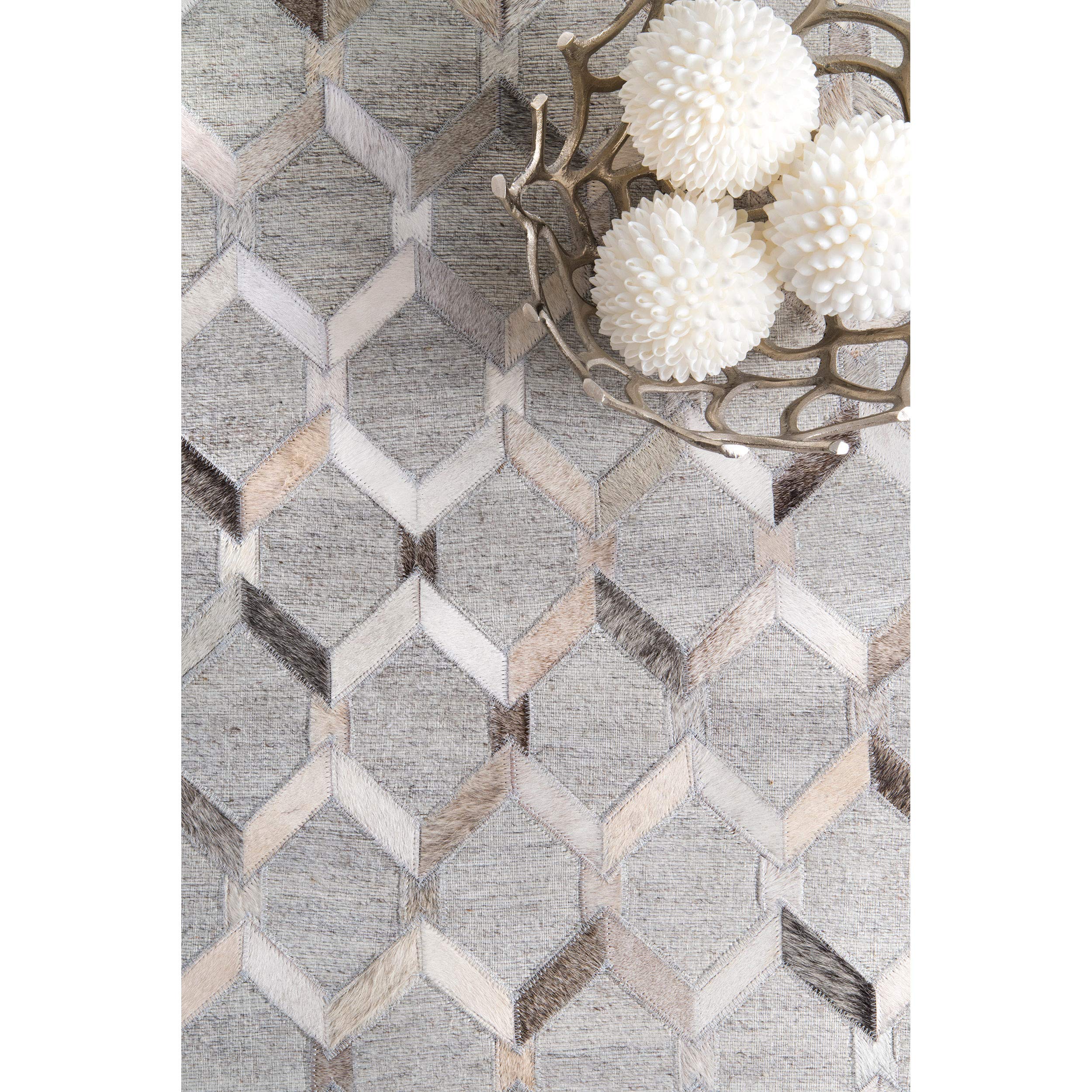 nuLOOM Grenier Modern Cowhide Area Rug, 5x8, Grey