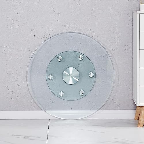 Round Tabletop Rotating Tray,Tempered Glass Lazy Susan Turntable 36in Serving Plate Dining Table Centerpiece With Swivel Assist System,Transparent (Size : 70cm/27in)
