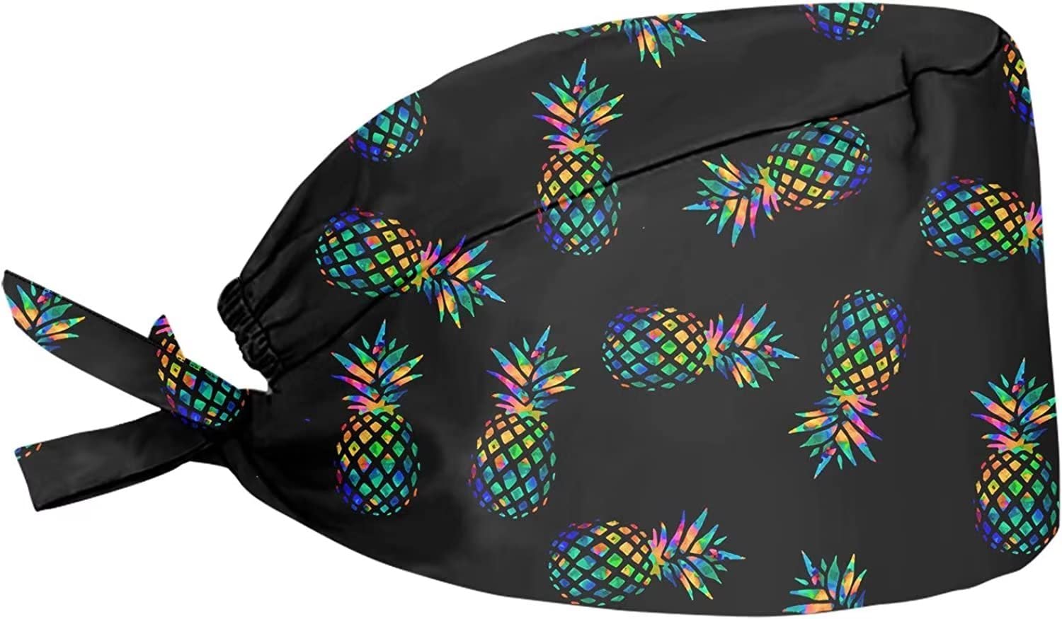 Tropical Pineapple Bling Working Cap Adjustable Working Hat with Sweatband Scrub Cap Bouffant Hat Cap Elastic Bandage Tie Back Hats Hair Covers Hat Dirtyproof Beanie for Women Men