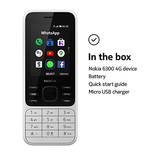 Nokia 6300 4G | Unlocked | Dual SIM | WiFi Hotspot | Social Apps | Google Maps and Assistant | Powder White
