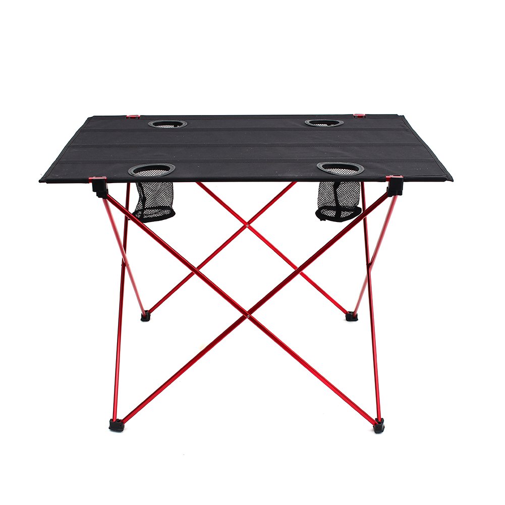 Outry Lightweight Folding Table with Cup Holders, Portable Camp Table (L - Unfolded: 29.5" x 22" x 21")