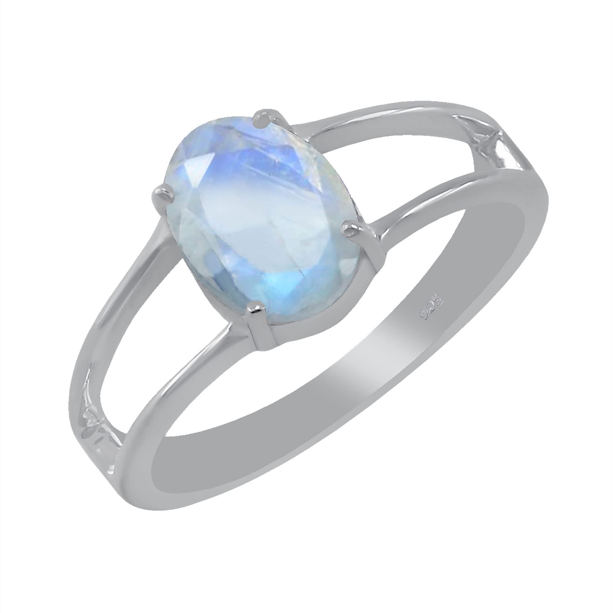 TISHAVI Moonstone Ring For Women, Sterling Silver Ring For Women, White Stone Ring For Women Sterling Silver, Ring Size 11